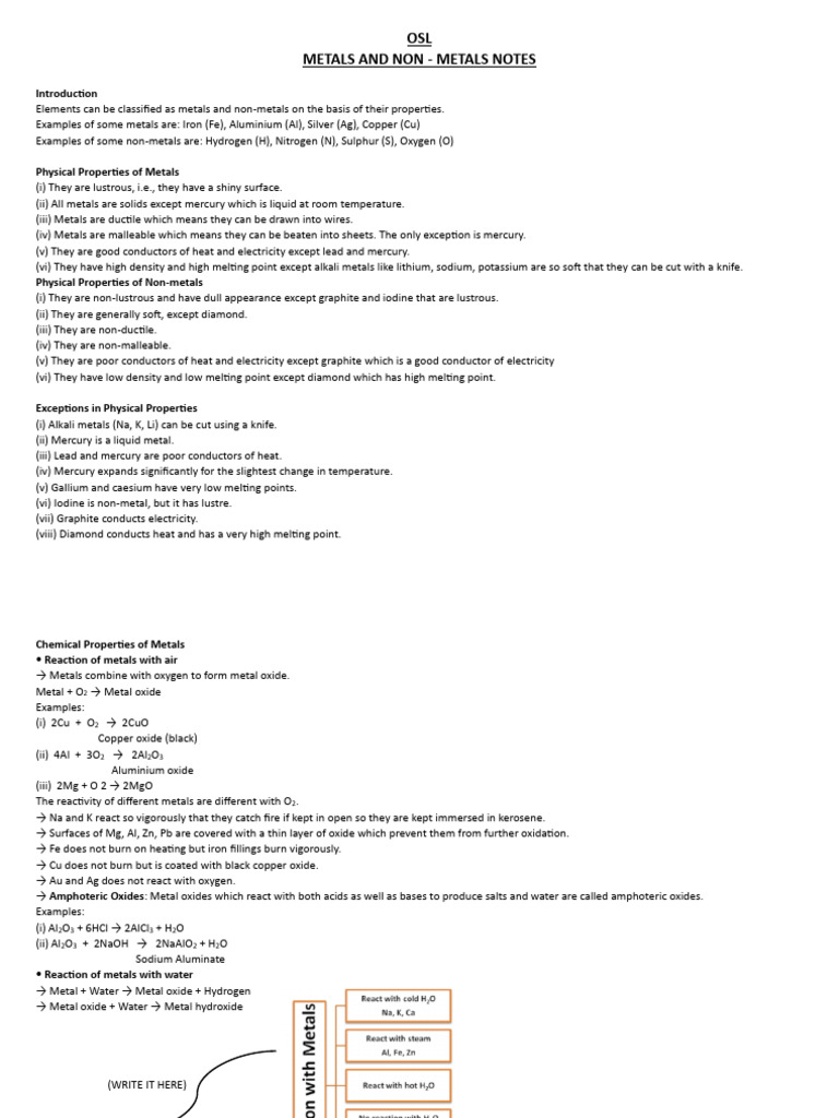 Metals and Non-Metals Overview | PDF | Ion | Chemical Compounds