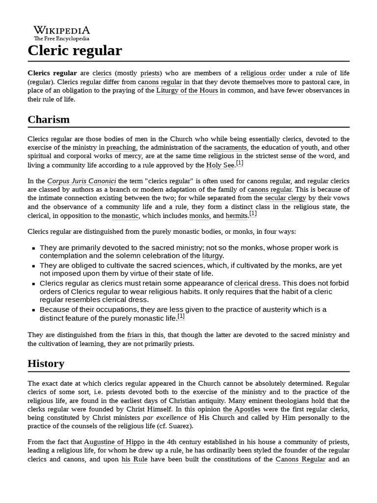 3 Cleric_regular | PDF | Catholic Orders And Societies | Catholic Church