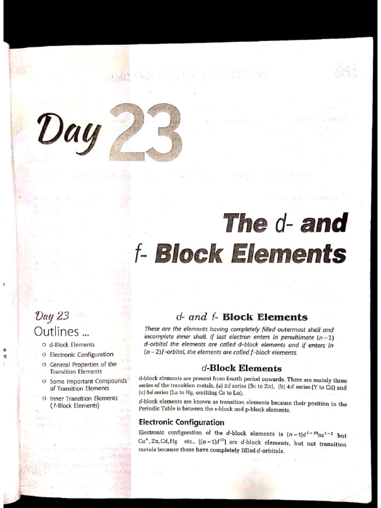 Chapter 23 - The D & F Block Elements | PDF