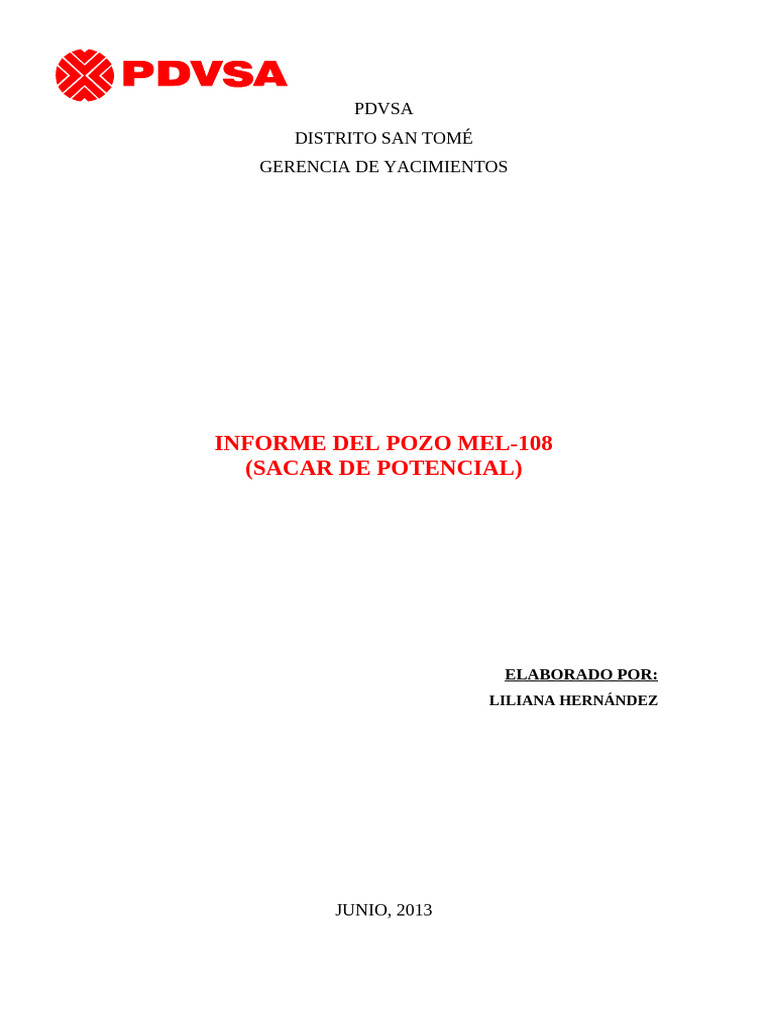 Informe para Pasar A Categoria 3 Pozo Mel-108 | PDF