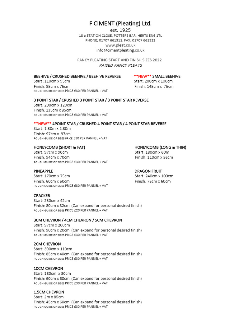 FANCY PLEATING SIZES | PDF | United Parcel Service | Dow Jones ...