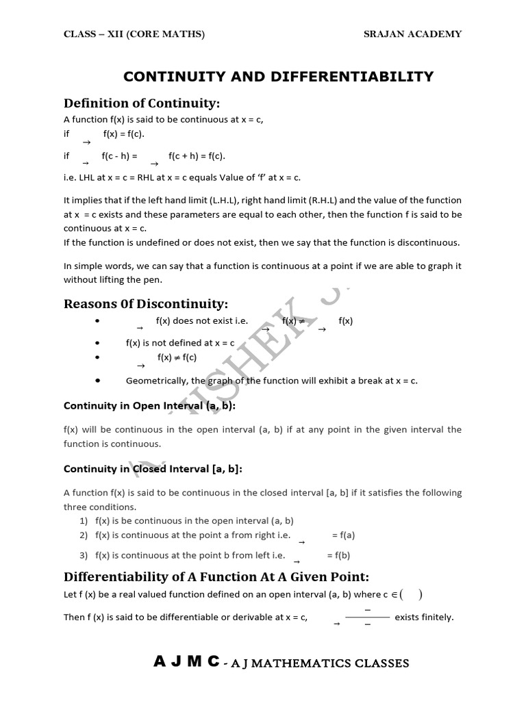 QB - Continuity and Differentiability | PDF | Function (Mathematics) | Continuous Function