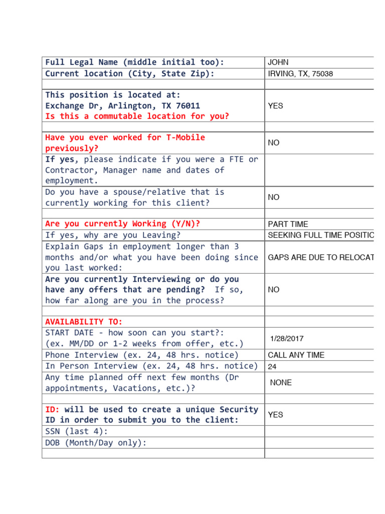 Tmob Questionnaire | PDF