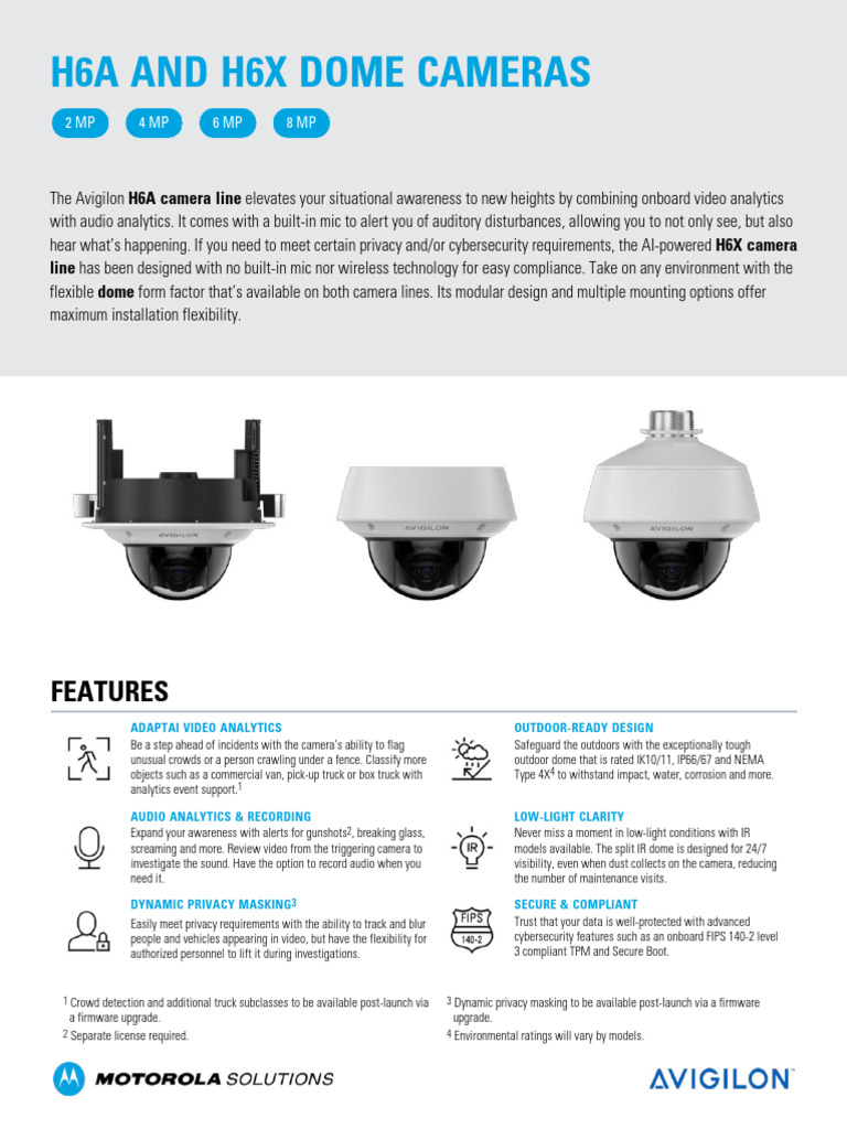 Avigilon H6a Dome Camera Datasheet en | PDF | Frame Rate