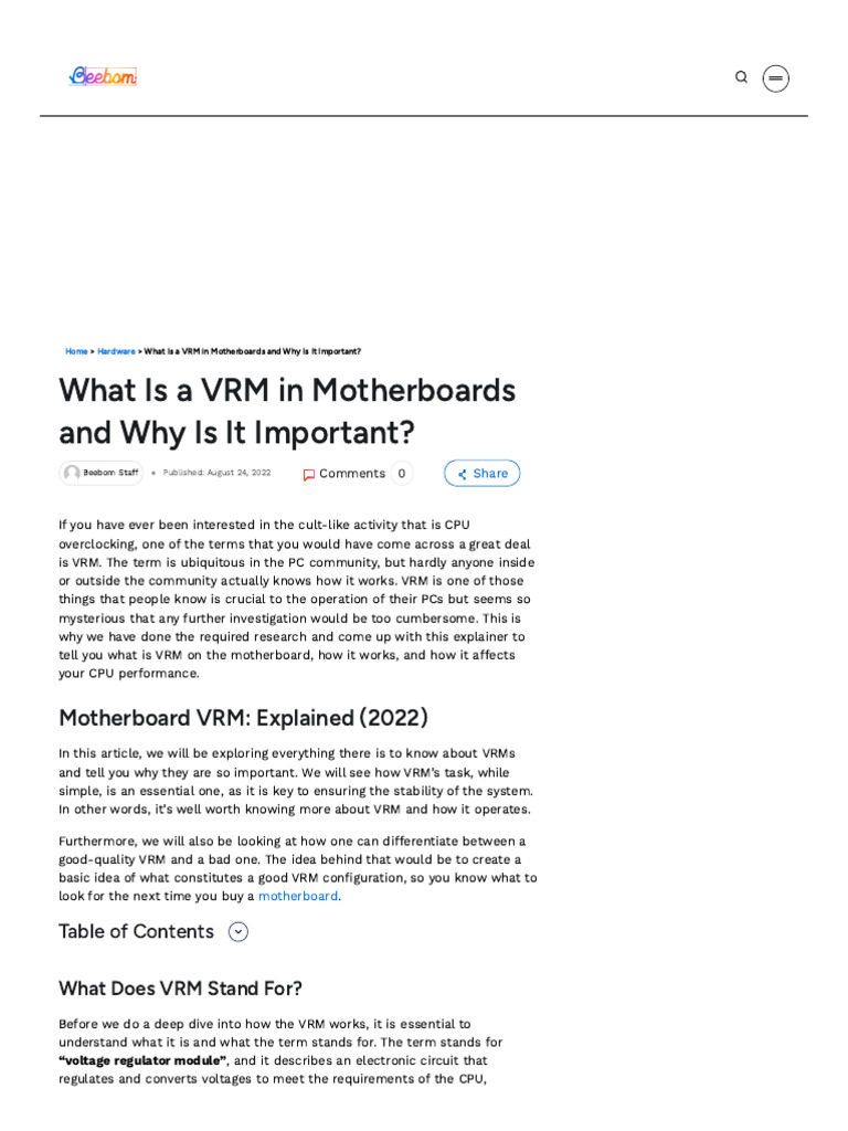 What Is VRM in Motherboard and Why Is It Important_ _ Beebom | PDF | Mosfet | Power Supply