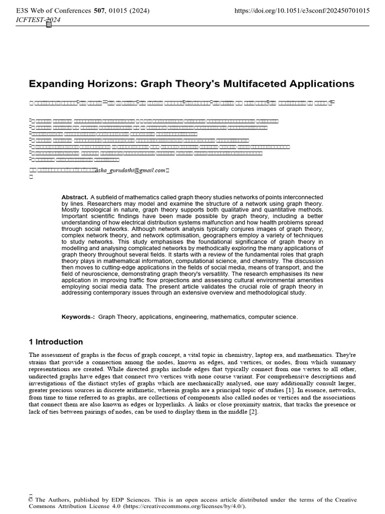 Expanding Horizons Graph Theorys Multifaceted App | PDF | Vertex (Graph Theory) | Cluster Analysis