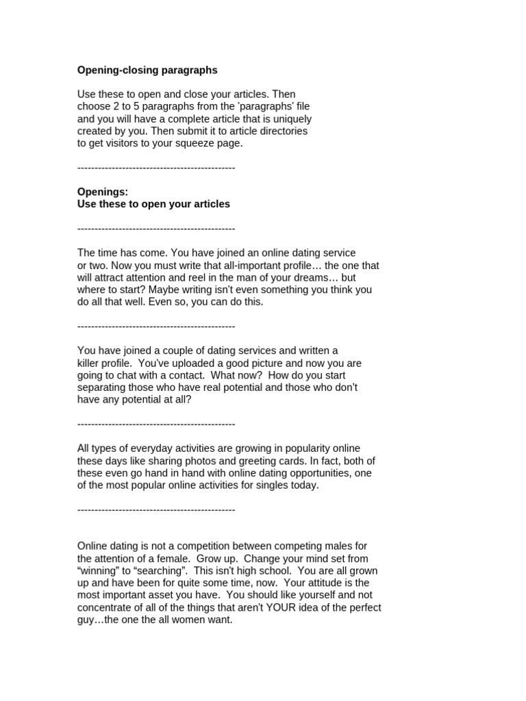 Opening and Closing Paragraphs | PDF