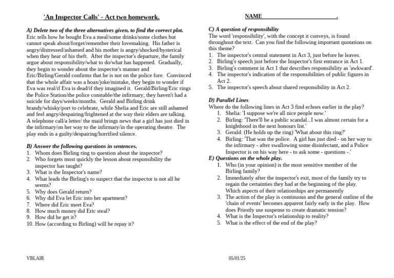 ACT Three HOMEWORK | PDF