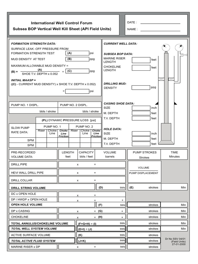 Subsea Vertical Kill Sheet - English API | PDF | Mechanical Engineering ...