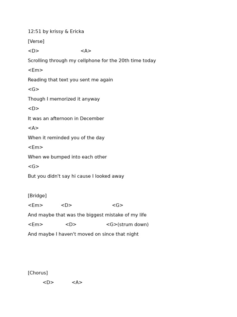 Twelve Fifty One | PDF | Song Structure | Songs