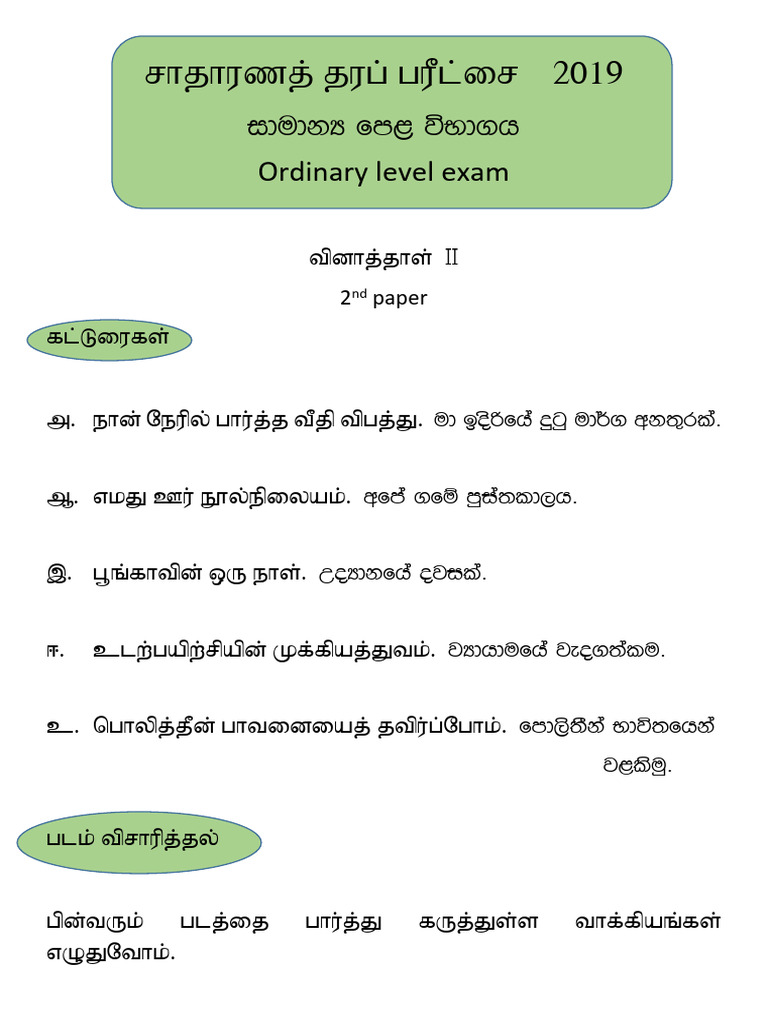 Ordinary Level Exam 2019 | PDF