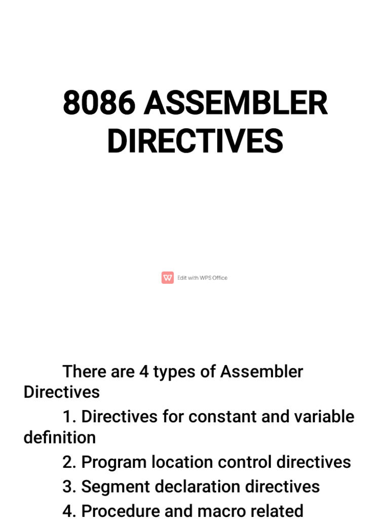 8086 Assembler Directives Guide | PDF | Assembly Language | Byte