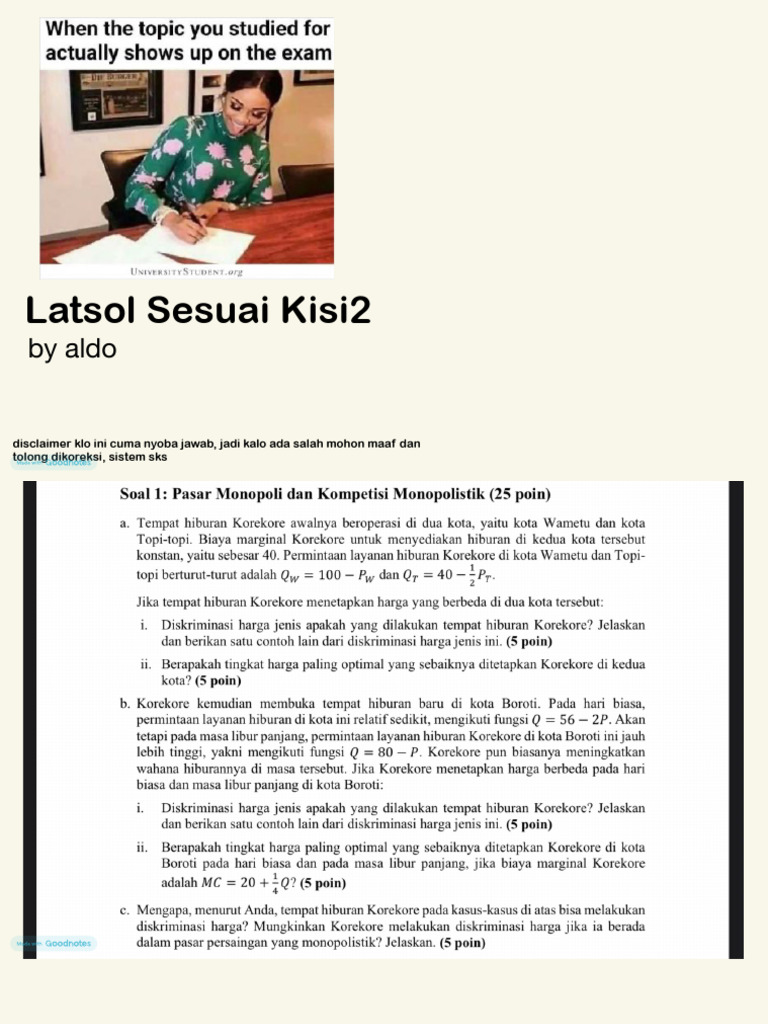 Salinan Latihan Soal Mikro Revisi Sesuai Kisi2 | PDF