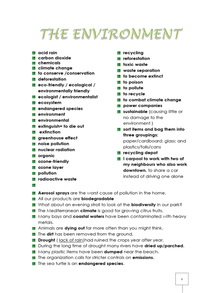 The Environment b2 | PDF | Pollution | Waste