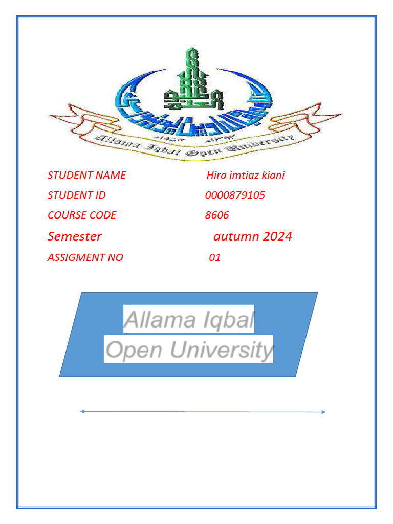 (8606) 1st Assignment 1 | PDF | Socialization | Family