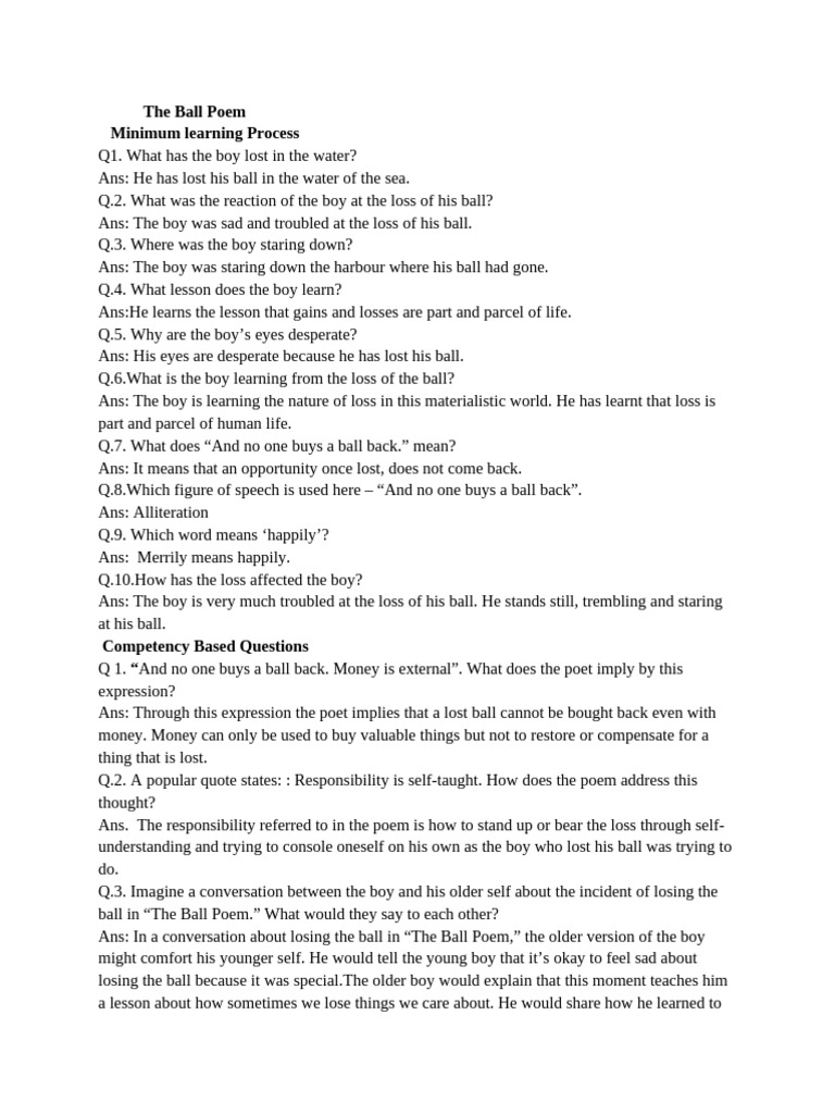 The Ball poem | PDF | Conversation | Experience