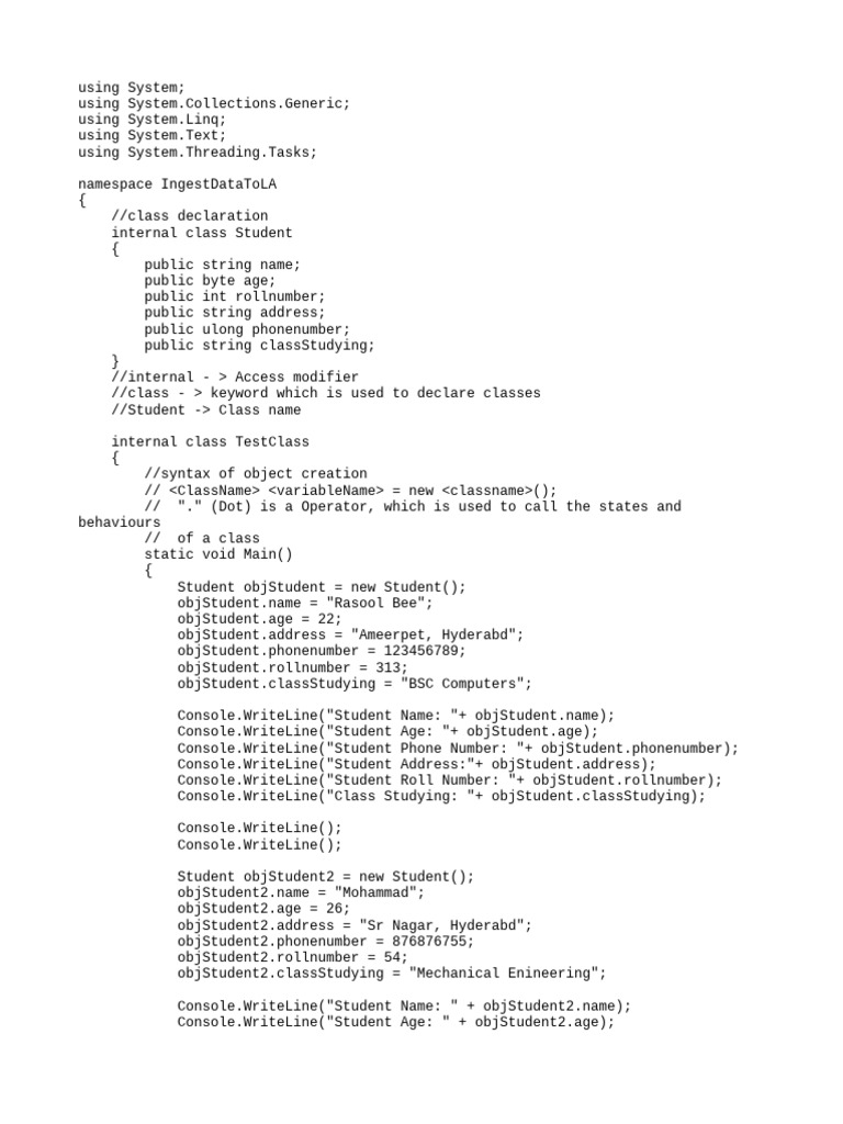 Oops_Student_example | PDF | Namespace | Object Oriented Programming