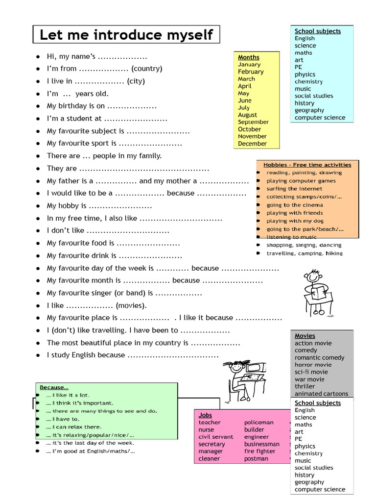 Let Me Introduce Myself Fun Activities Games - 673 | PDF