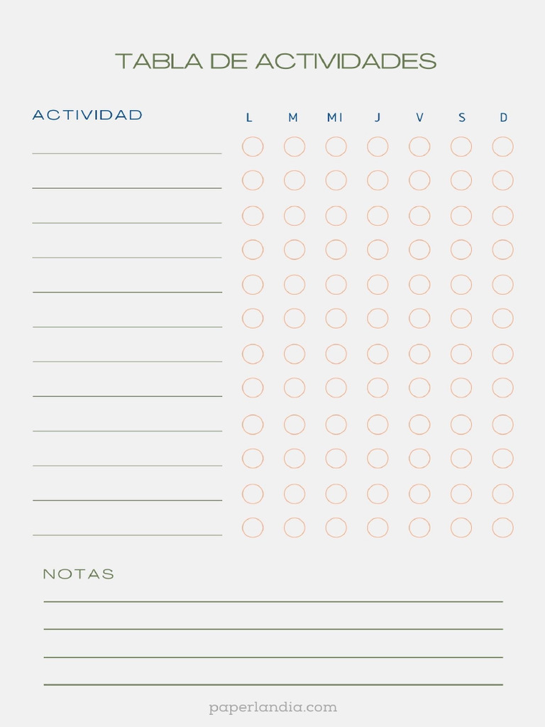 Tabla de Actividades Fondo Beige | PDF