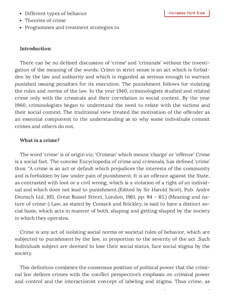 Definition of Crime, Theories and Treatment - Forensic Anthropology ...