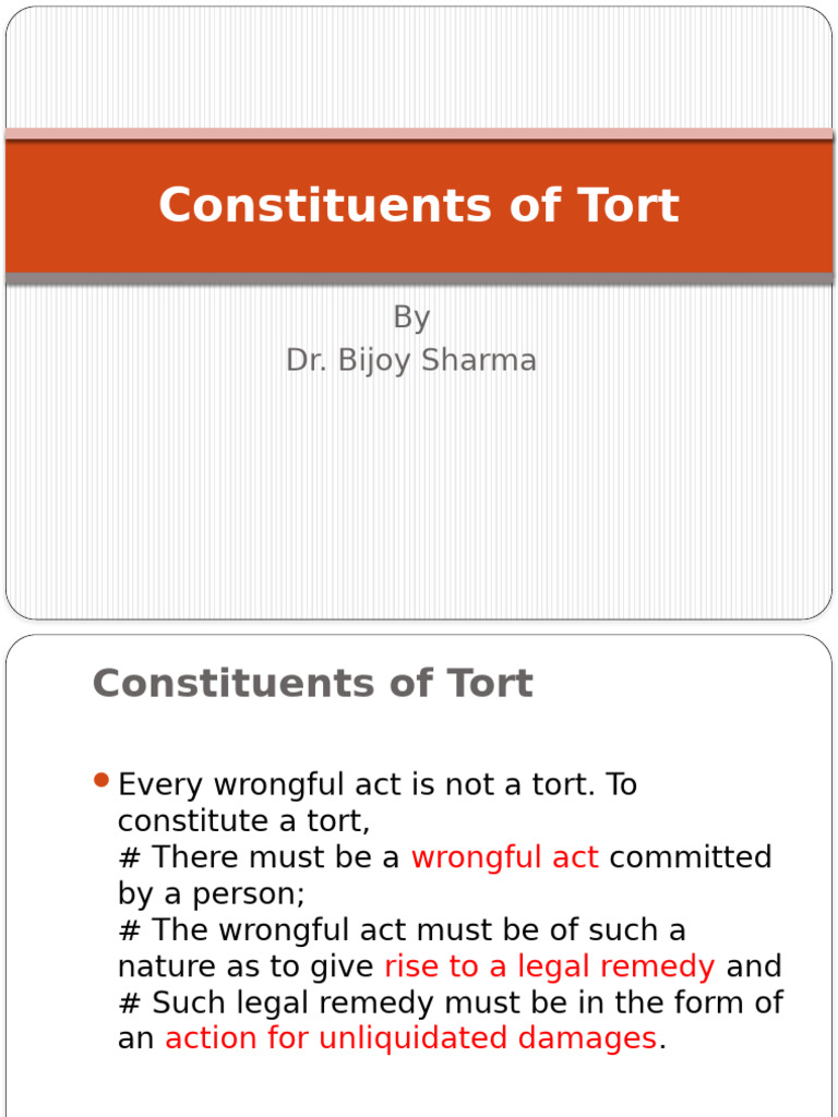 Constituents of Tort | PDF | Tort | Damages