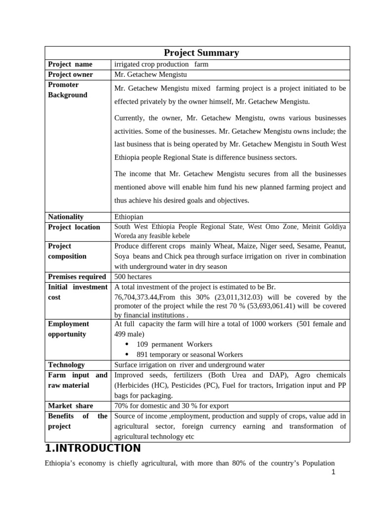 Mixed Farming Project in Ethiopia | PDF | Agriculture | Legume