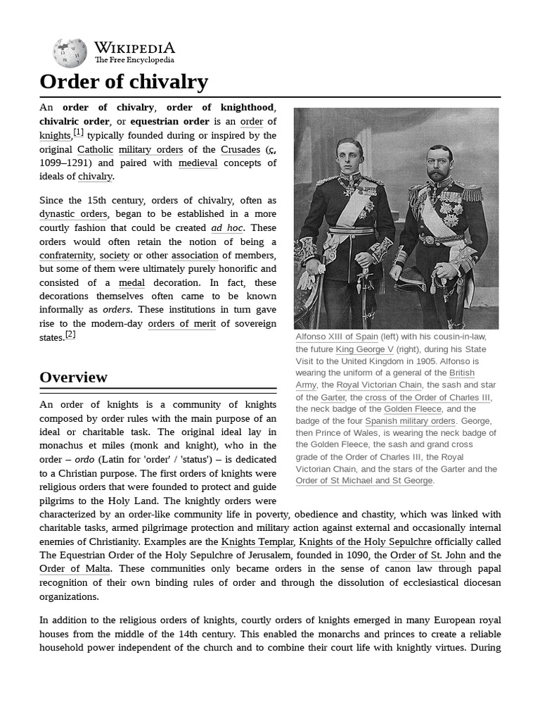 Order_of_chivalry | PDF | Orders, Decorations, And Medals | Chivalry