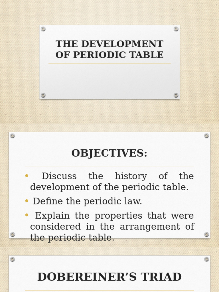 The Development of Periodic Table | PDF | Periodic Table | Chemical ...