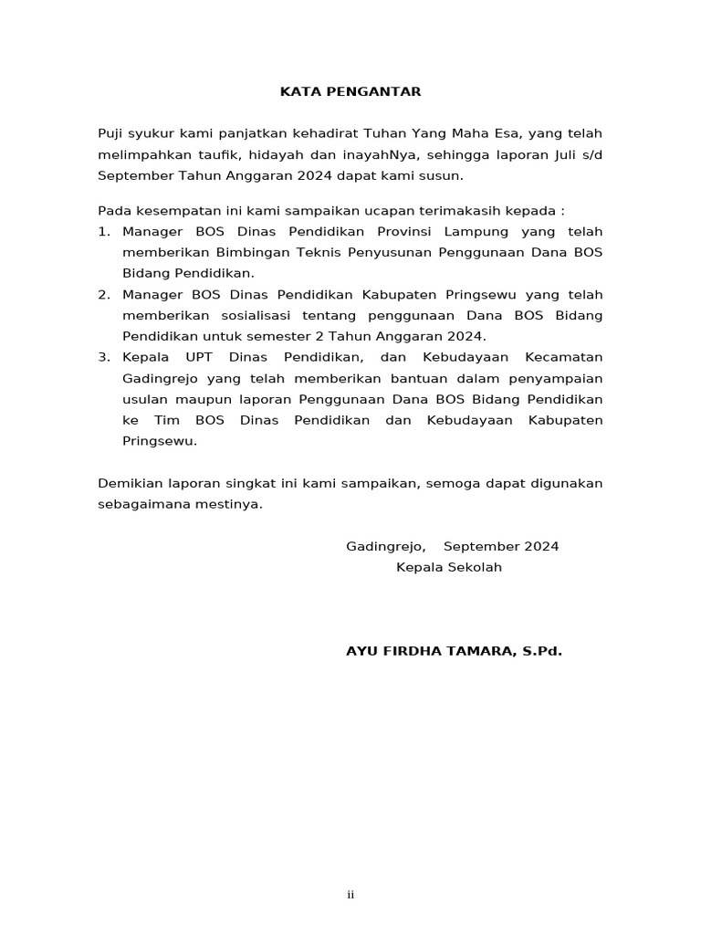 Laporan Dana BOS Pendidikan 2024 | PDF