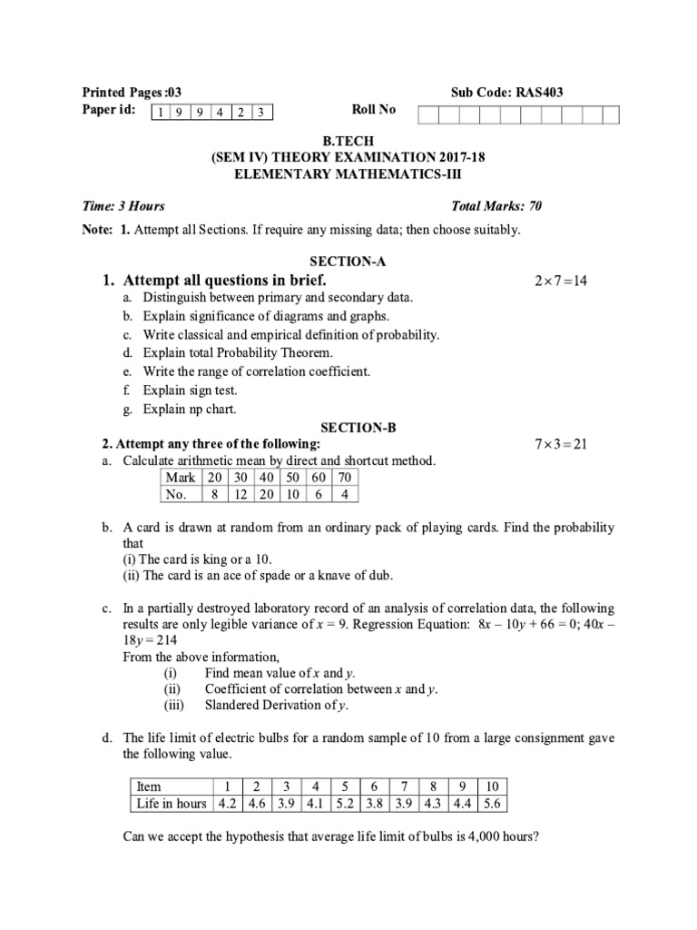 Mathematics 317 18 Aktu Cse 2 | PDF