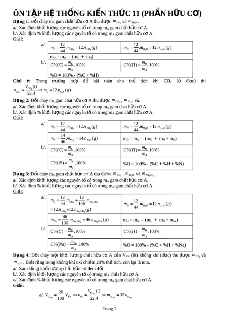 He Thong Kien Thuc Hoa Huu Co Lop 11 | PDF