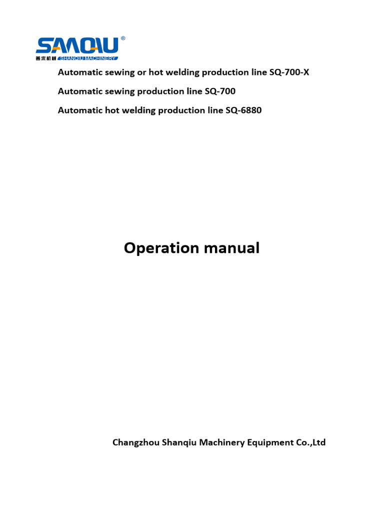 Production Manual for SQ-700-X Line | PDF | Sewing Machine | Sewing