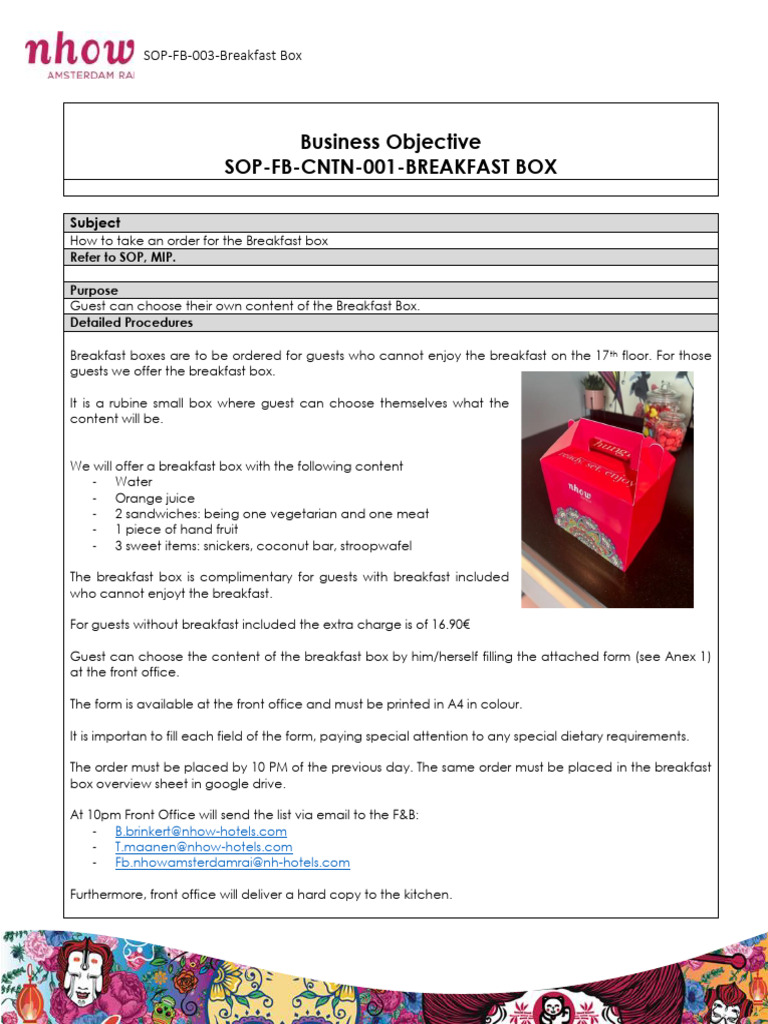 Sop-Fb-Bf-004-Breakfast Box | PDF | Eating Behaviors Of Humans | Foods