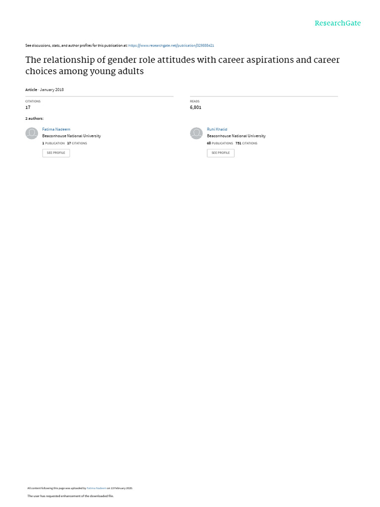 The Relationship of Gender Role Attitudes With Career Aspirations and ...