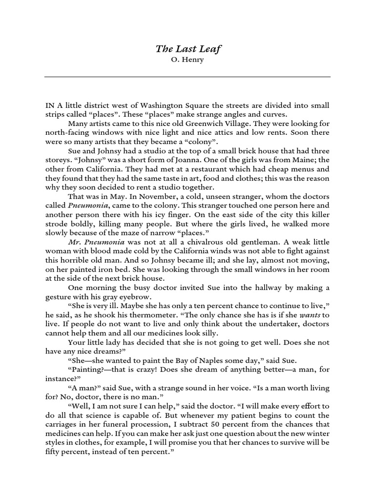 The Last Leaf - 1 | PDF