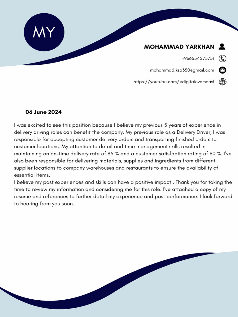 Delivery Driver Cover Letter | PDF