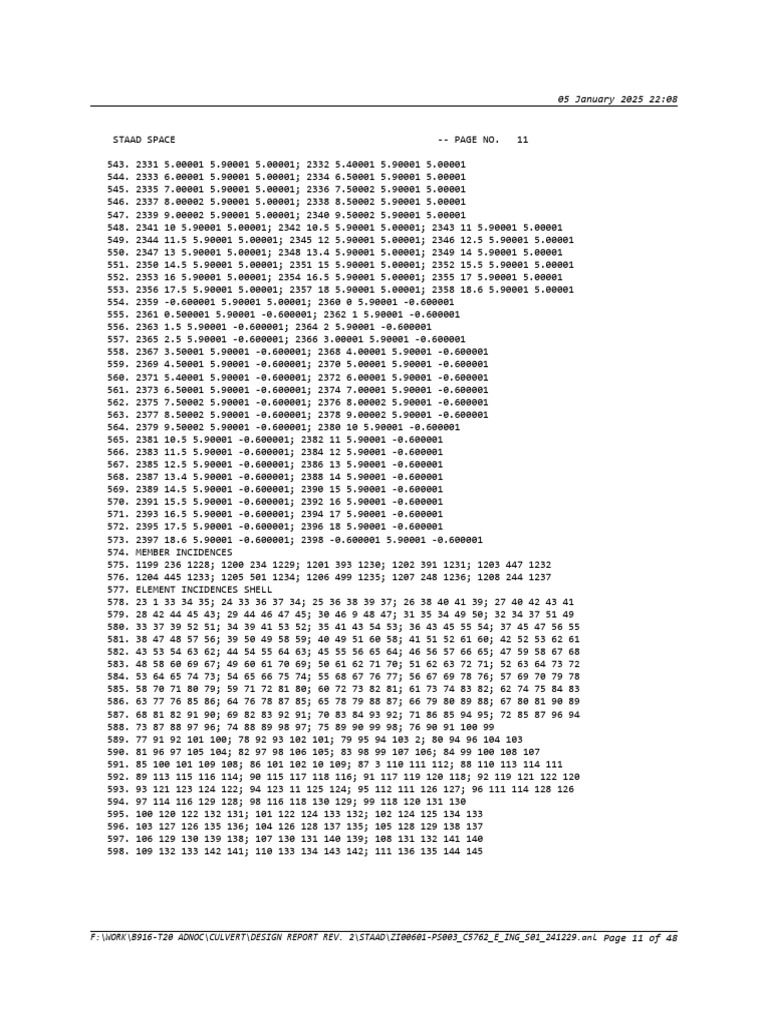 STAAD REPORT OF CULVERT 3 | PDF