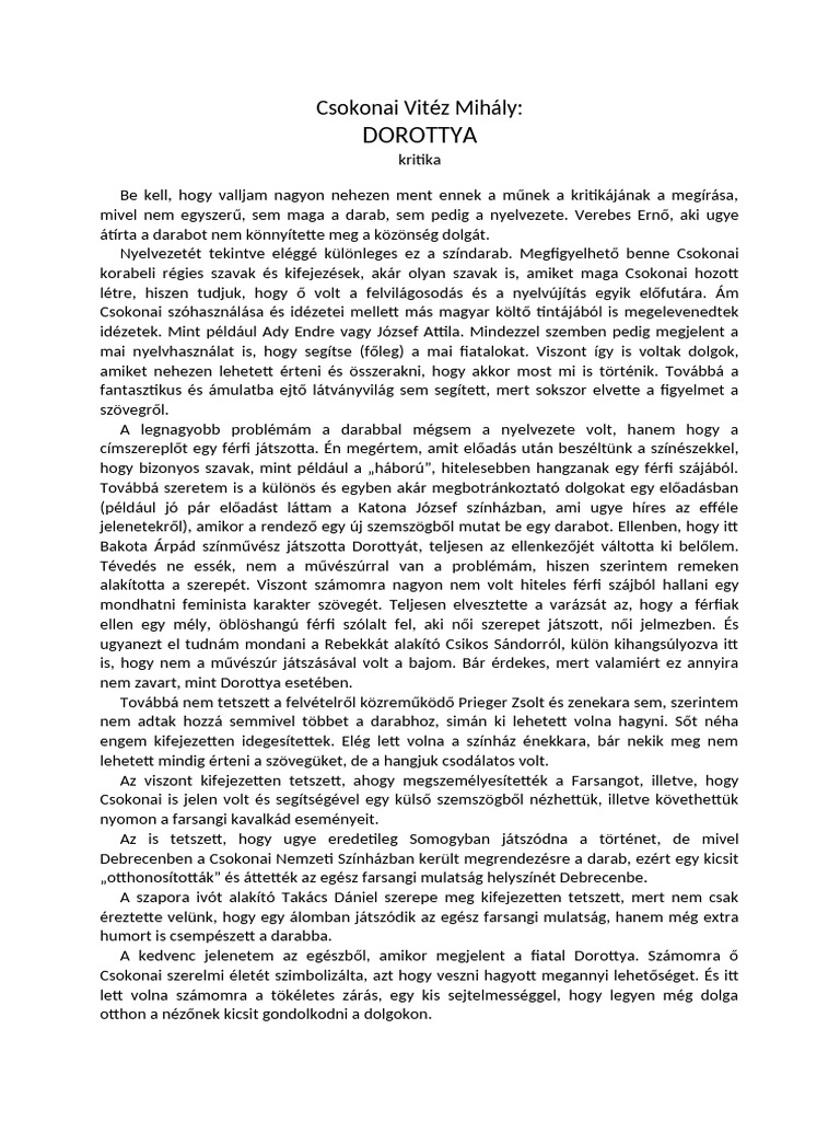 Dorottya Kritika | PDF