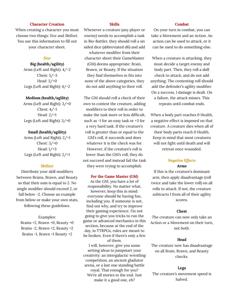 Bio Battlers Rules 2 | PDF | Gaming | Tabletop Games