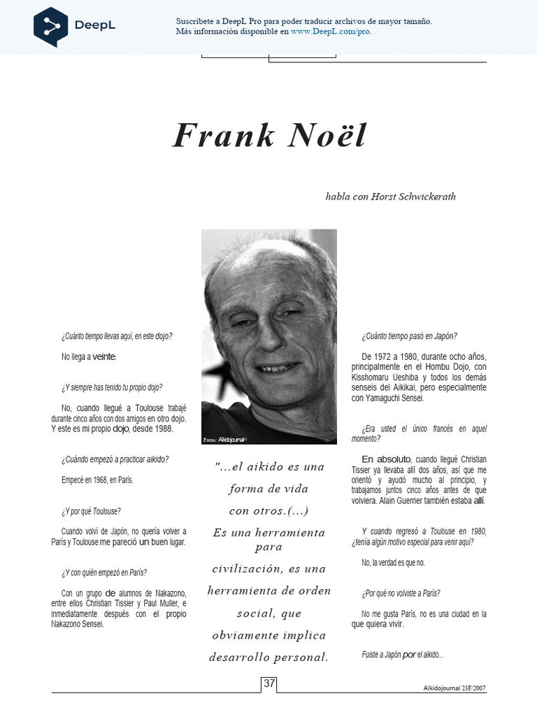 Entrevista a Frank Noël sobre Aikido | PDF | Aikido | Judo