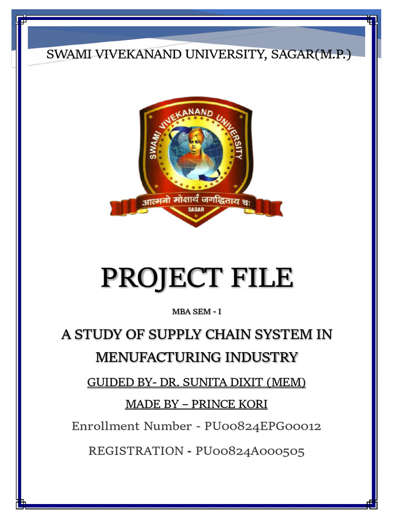 PROJECT FILE | PDF | Supply Chain Management | Supply Chain