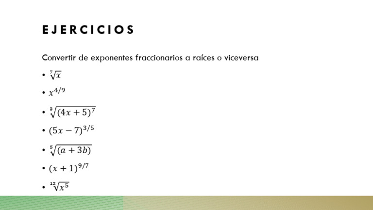 Exponentes Fraccionarios | PDF