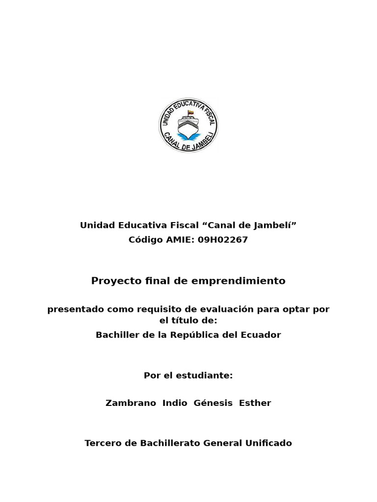 Caratula de Proyecto de Emprendimiento - Docx - 20250103 - 223124 ...