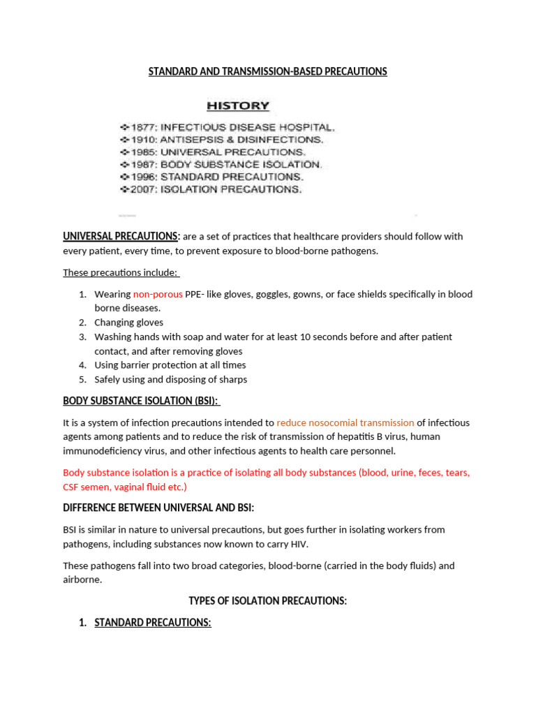 Body Substance Isolation and Precautions | PDF
