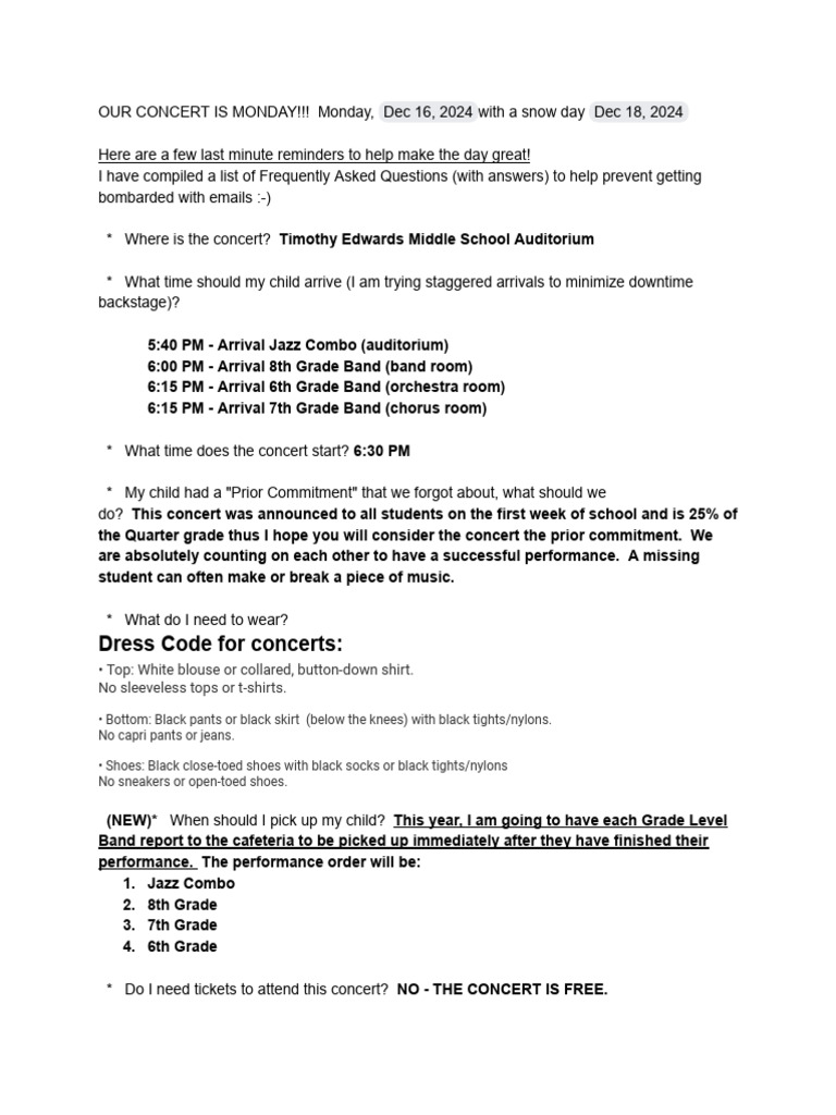 Concert Faq's | PDF