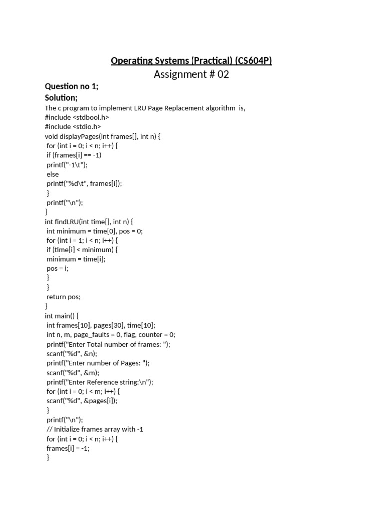 CS604P SOLUTION Assignment No 2 | PDF