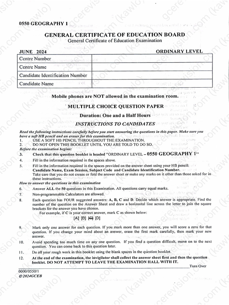 Ol 2024 Geography 1 | PDF