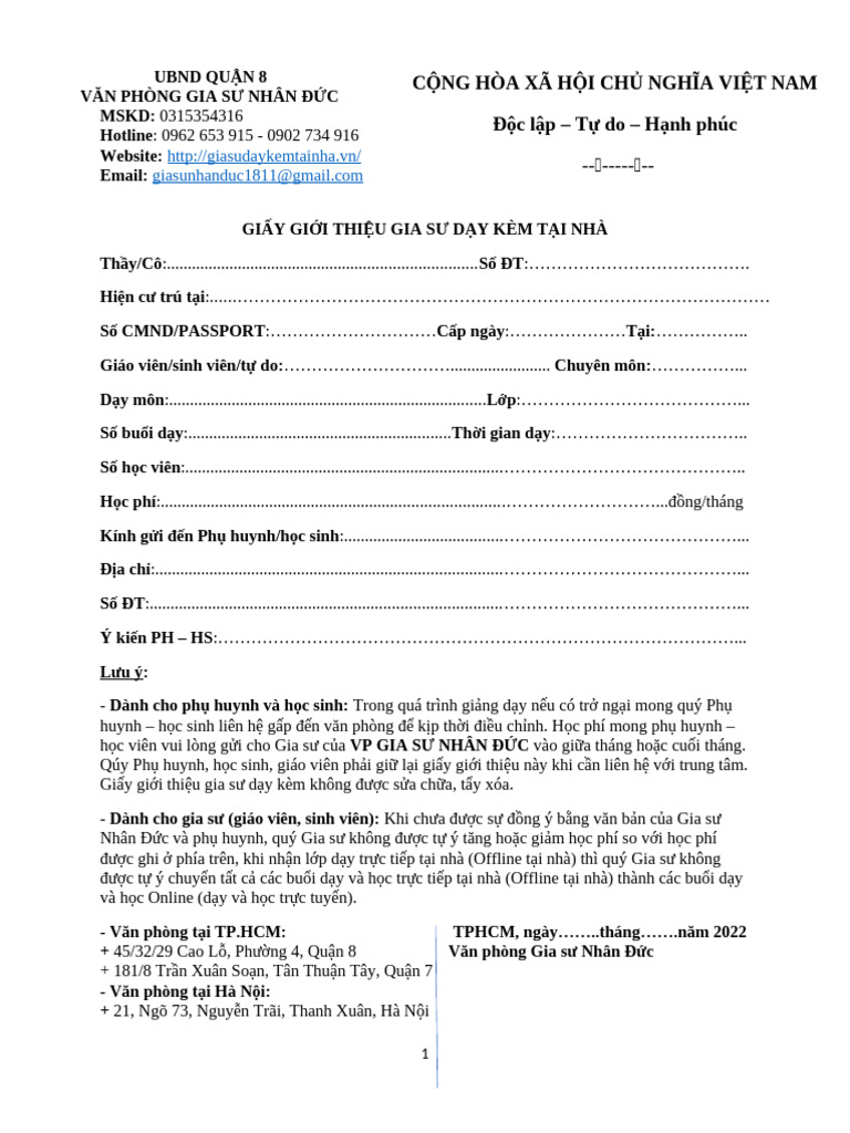 Giay Gioi Thieu | PDF