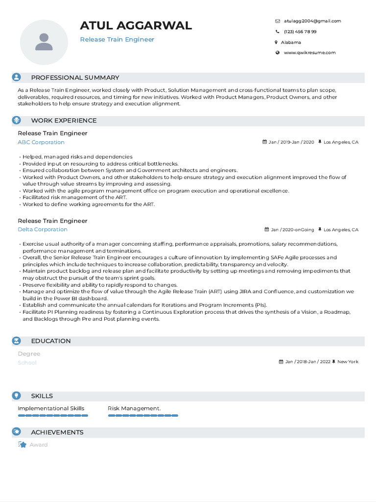 Release Train Engineer Resume Summary | PDF | Scrum (Software ...