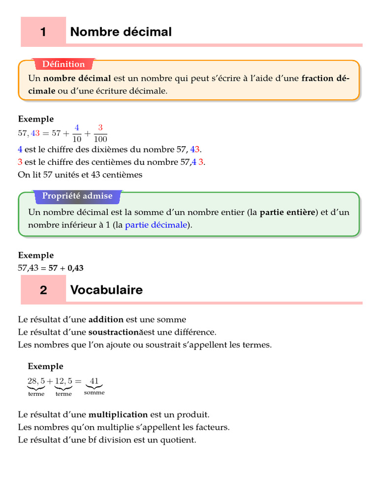 Comprendre les Nombres Décimaux | PDF | Division | Nombre